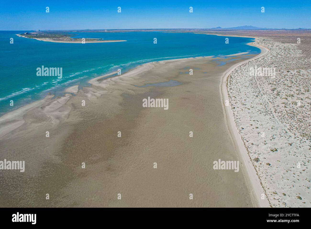 Aerial view of the beach and sea in the desert in Puerto Peñasco Sonora ...
