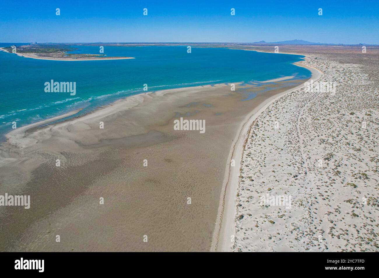 Aerial view of the beach and sea in the desert in Puerto Peñasco Sonora ...