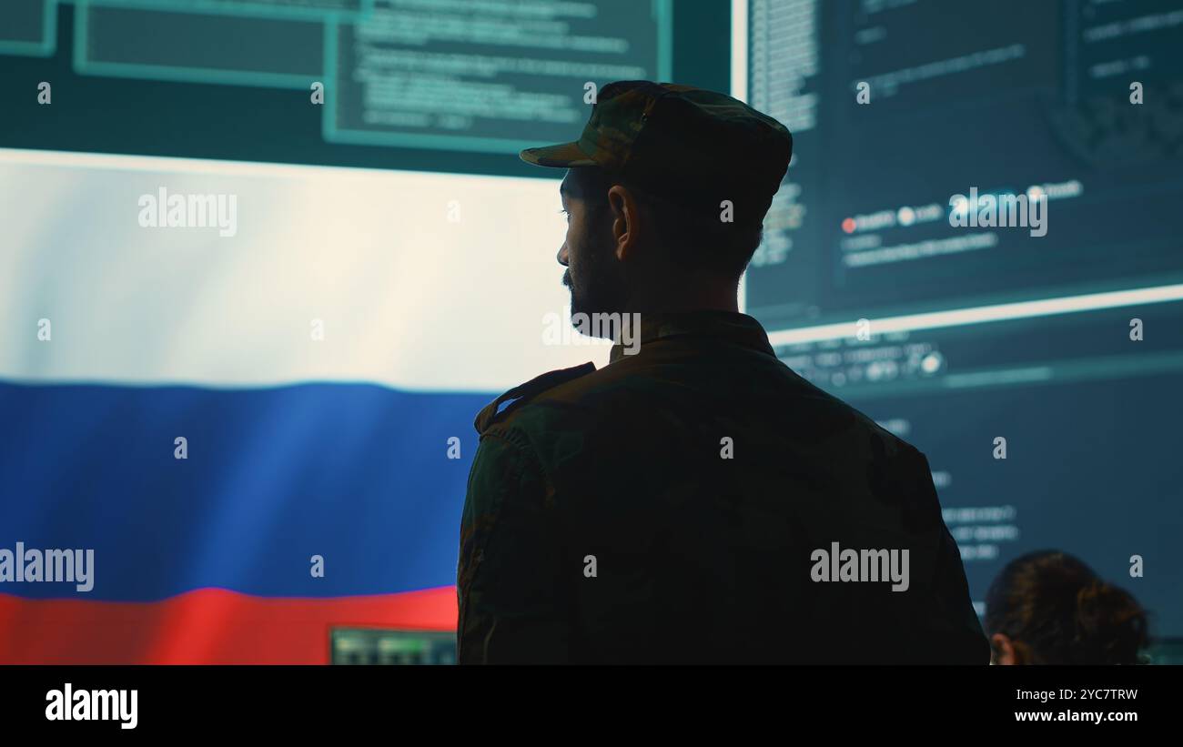 Military hacker from Russian army working in governmental control room ...