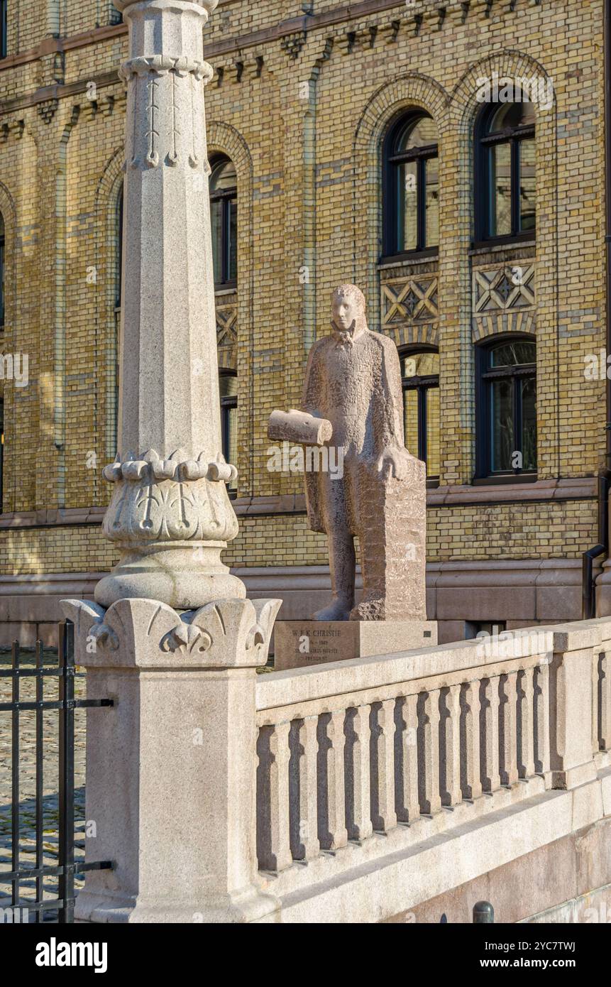 OSLO, NORWAY - JULY 10, 2014: Statue of W. F. K. Christie, first ...