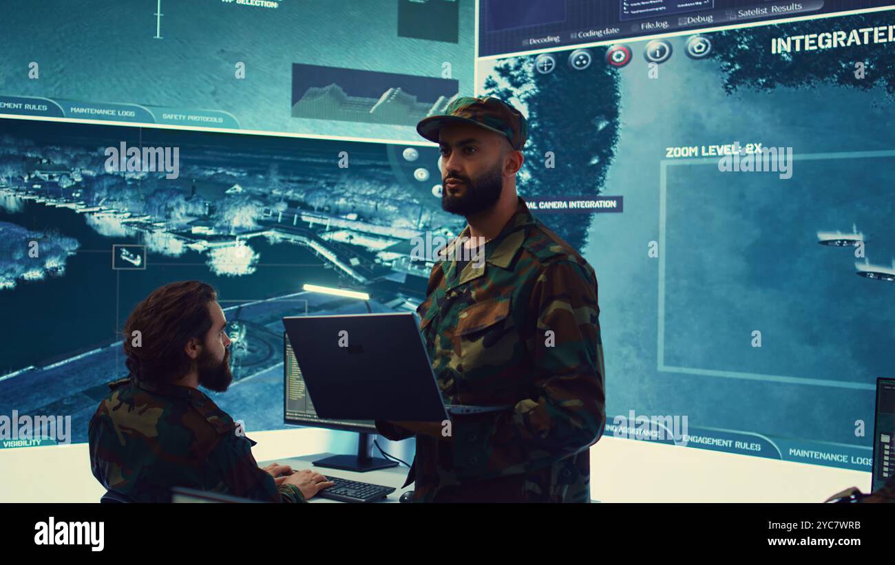 Army general managing air traffic control for military aircraft within ...