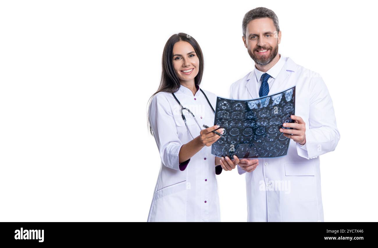 doctor hold xray of nuclear medicine. Medicine doctor look at mri ...