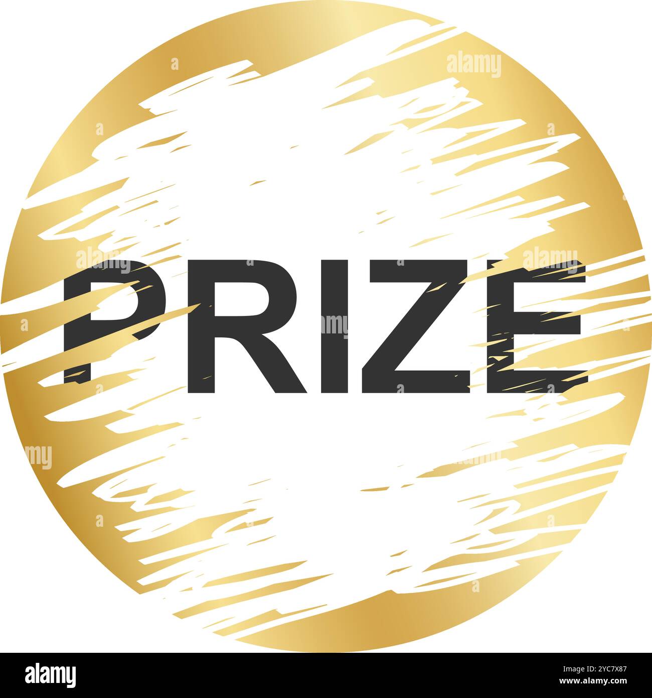 Gold round scratch card surface with scraped texture and Prize winning ...