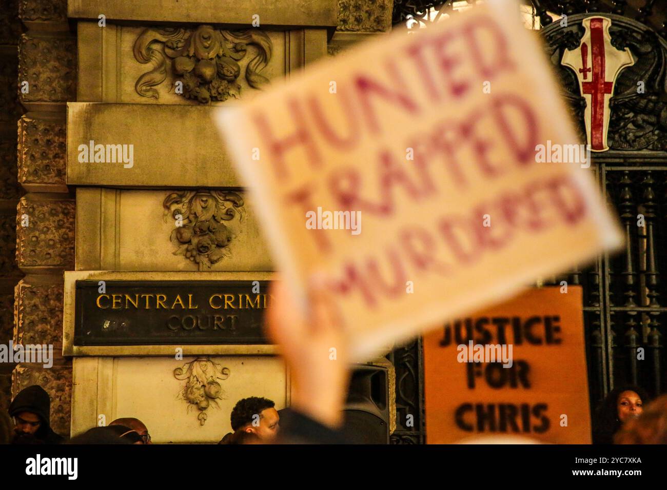 London UK 21 Oct 2024 People hold Plakcards during the demonstration ...
