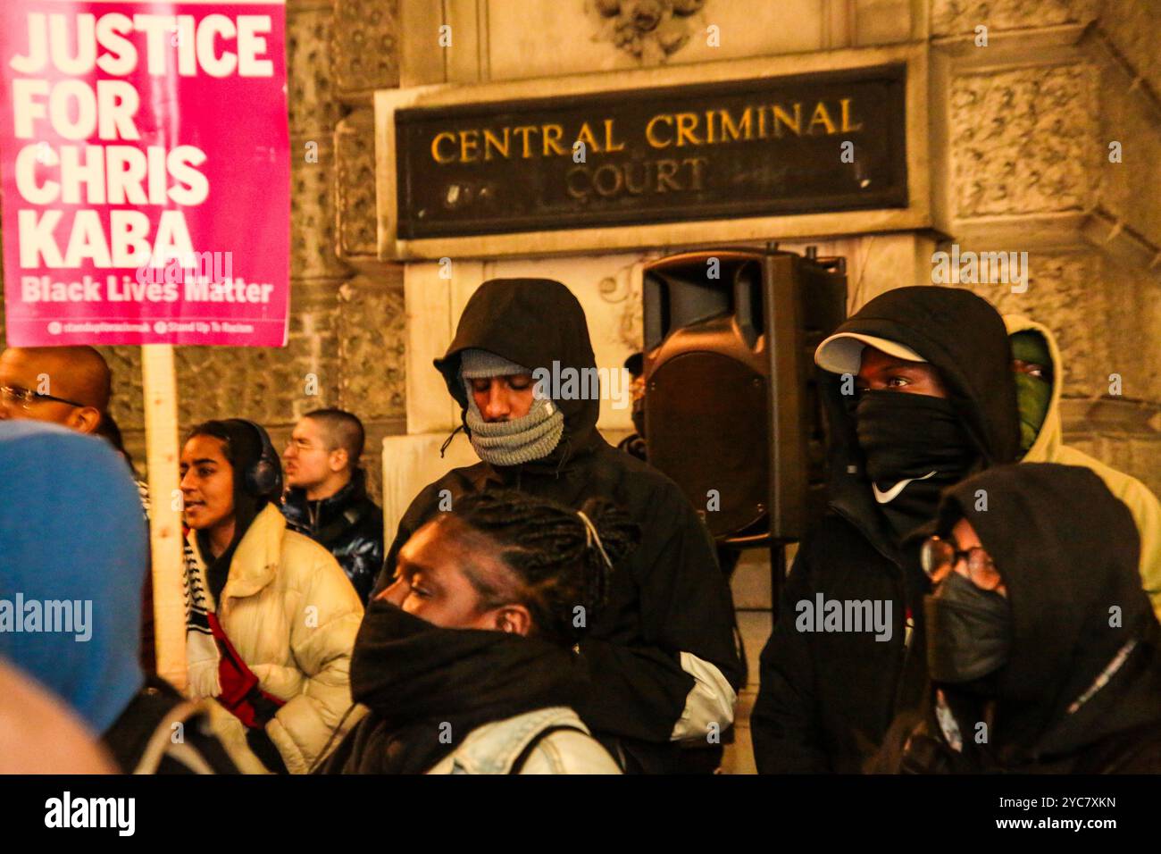 London UK 21 Oct 2024 Supporters of Chris Kaba out side the old Baily ...