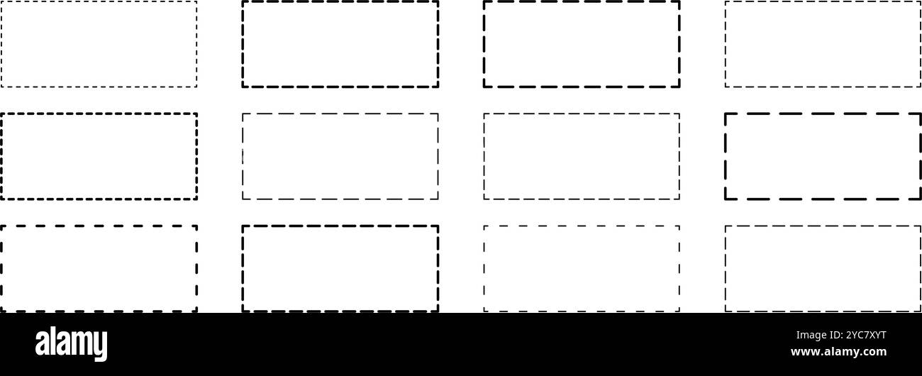 Set of rectangle shapes with dashed lines. Dotted geometric figures ...