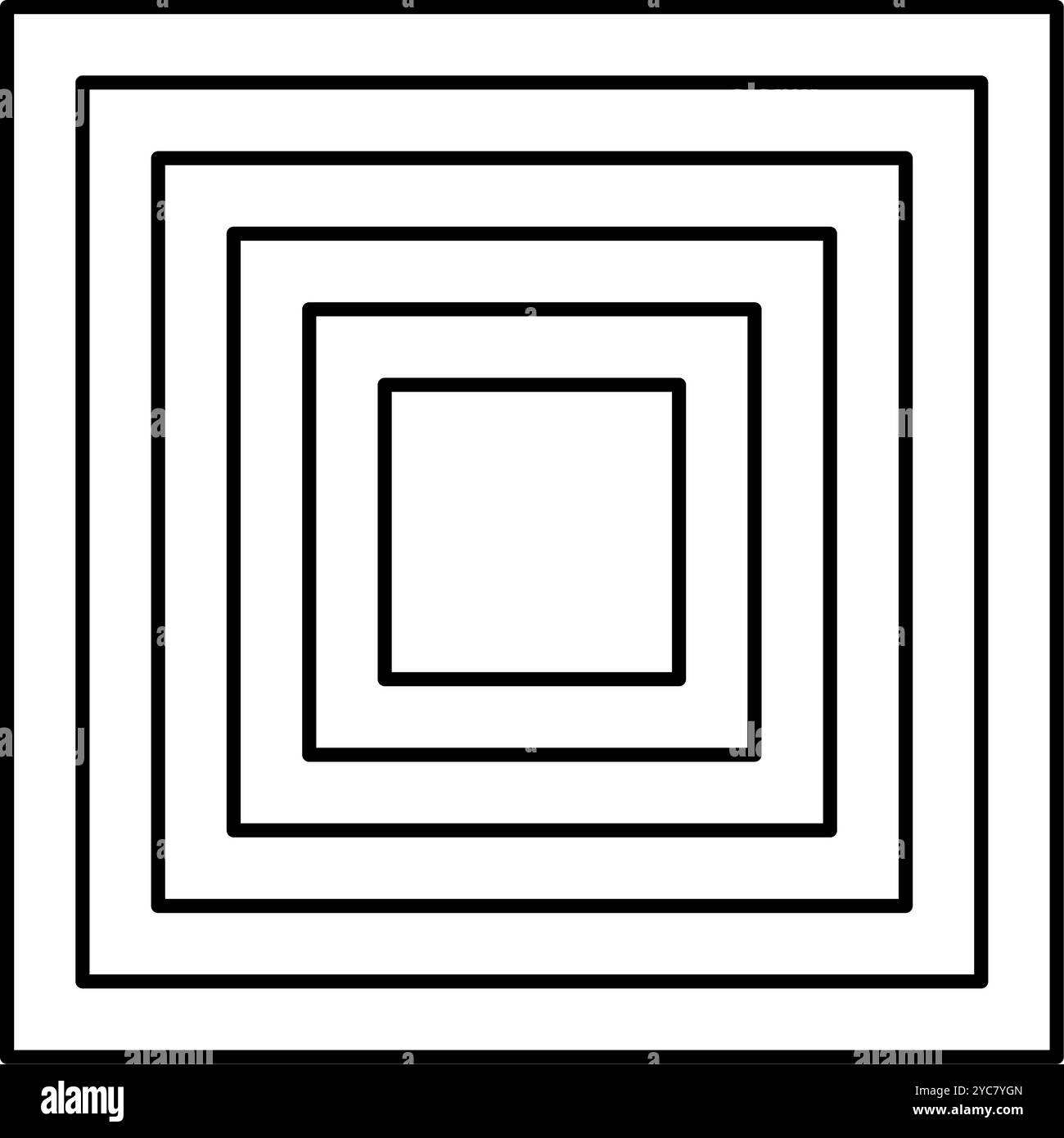 Repeated Concentric Squares In Aesthetic Postmodern Style Isolated On White Background Abstract