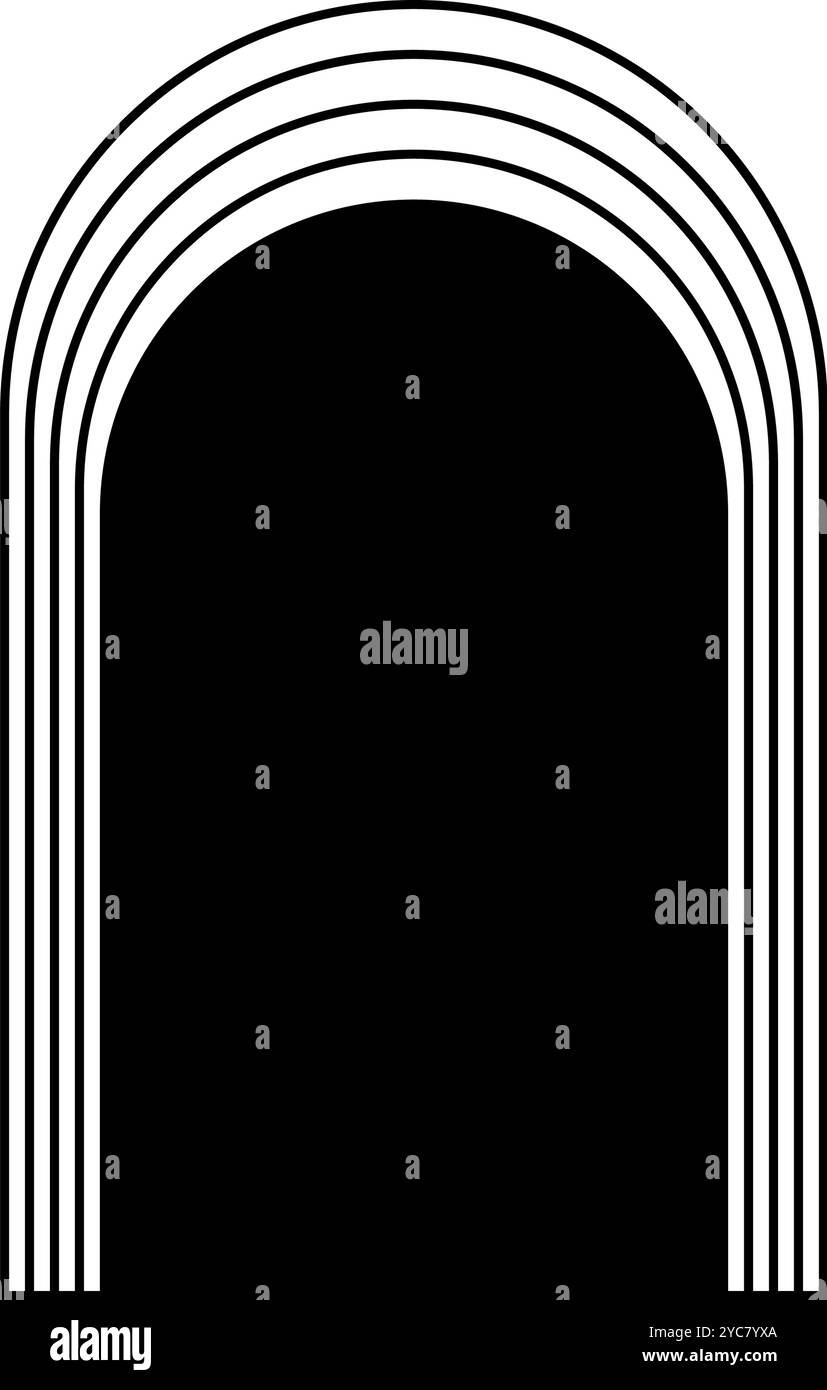 Concentric arch frame in trendy y2k, art deco or bohemian style. Geometric archway shape ...