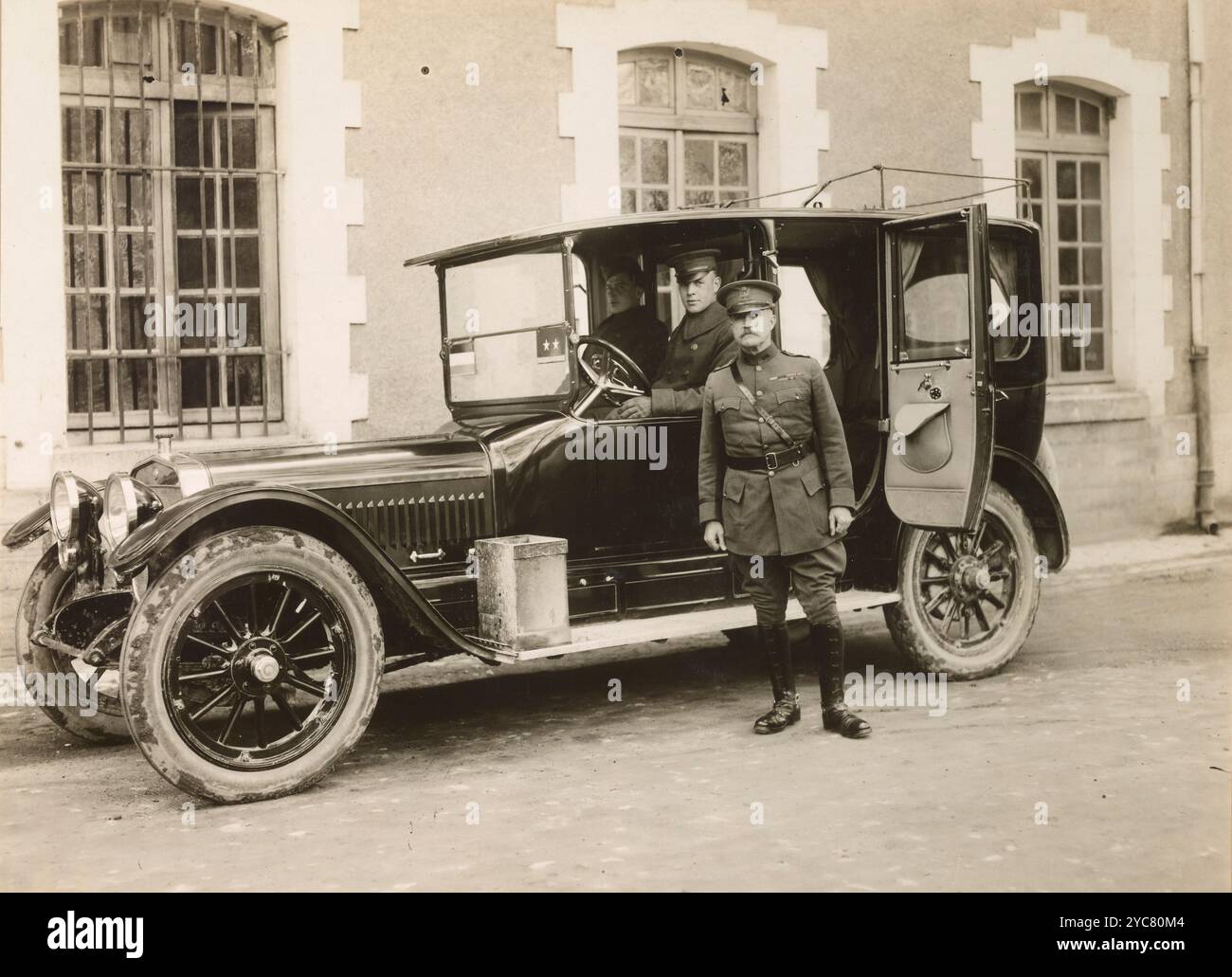 First Wolrd War archive photograph: American military officers in a ...