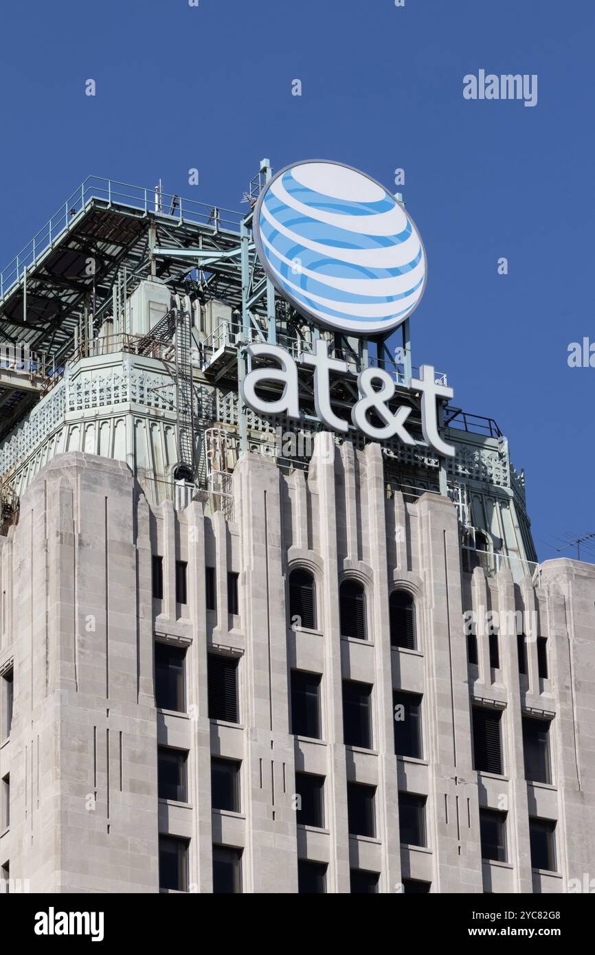 Cleveland - October 18, 2024: AT&T Huron Road Building in downtown. AT ...
