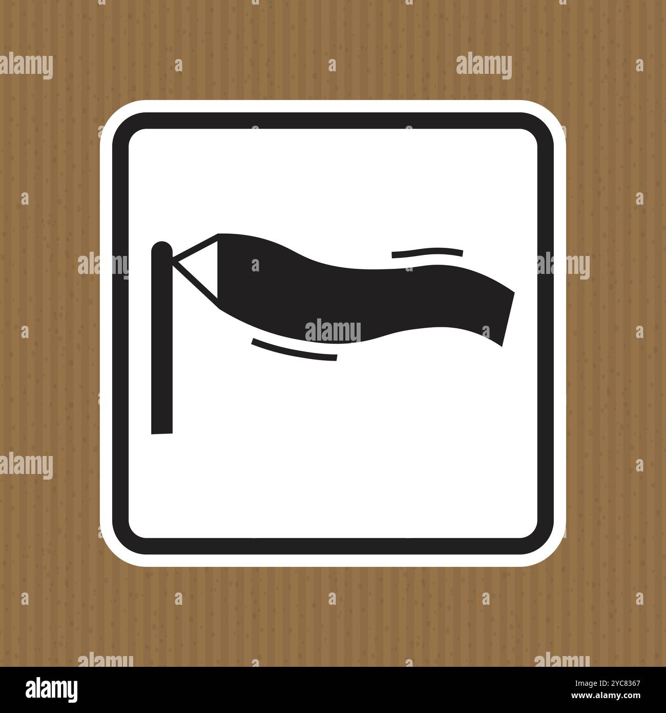 A minimalist icon representing a flag in motion, indicating wind ...