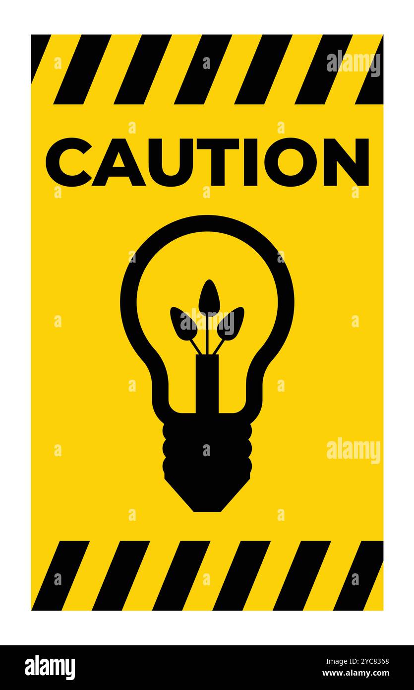 This caution sign features a light bulb with plant elements ...