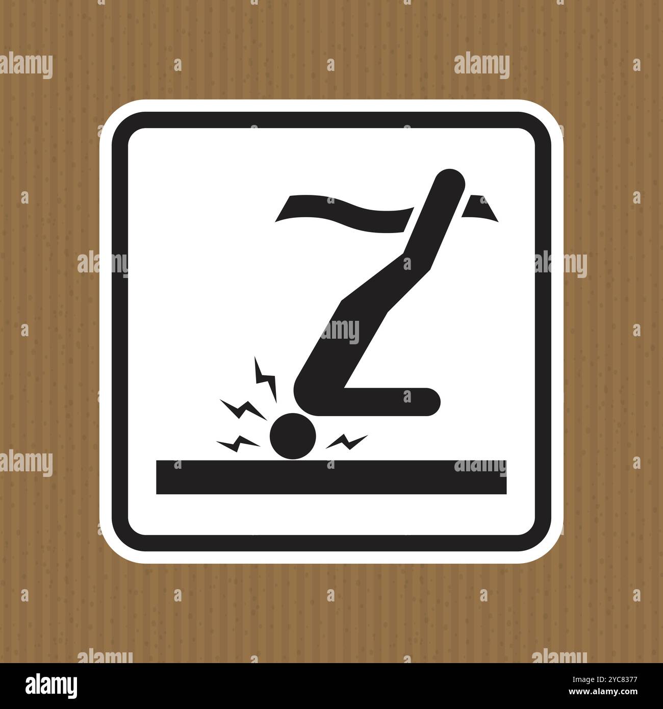 A bold warning sign indicating a slipping hazard. The graphic ...