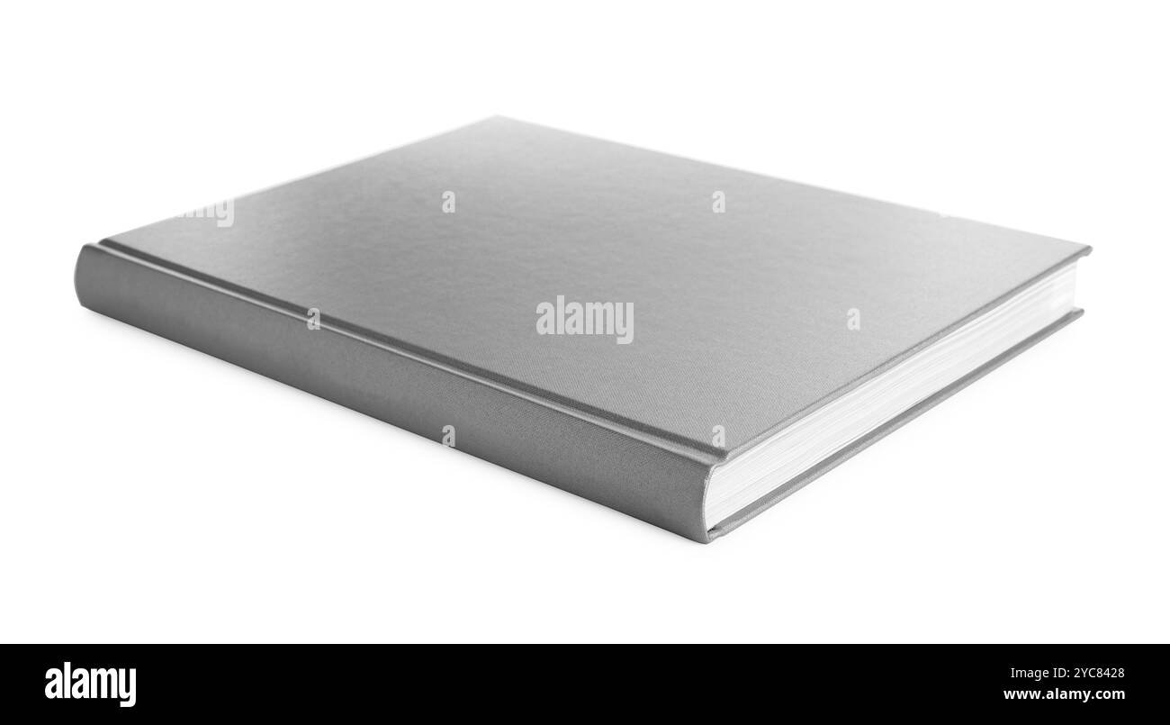 Closed book with grey hard cover isolated on white Stock Photo - Alamy
