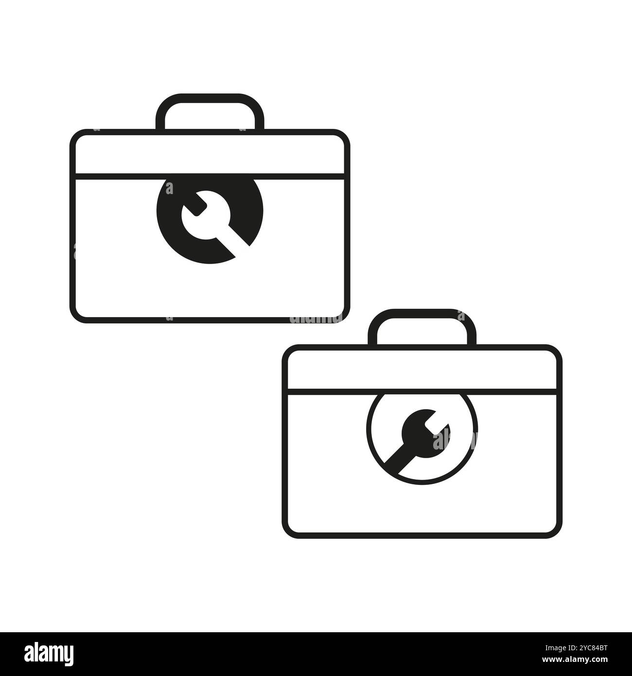 Toolbox icon. Wrench symbol. Repair box image. Black and white vector ...