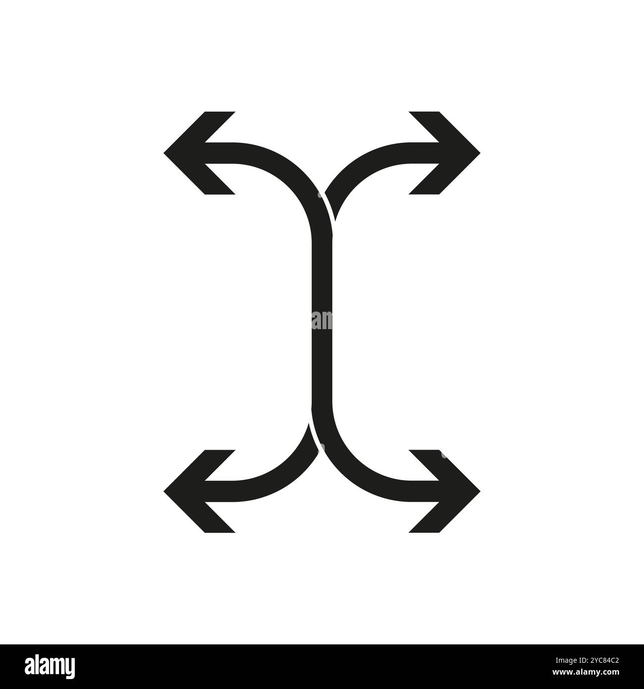 Arrows direction icon. Crossed arrows symbol. Simple navigation vector. Black arrow graphic ...