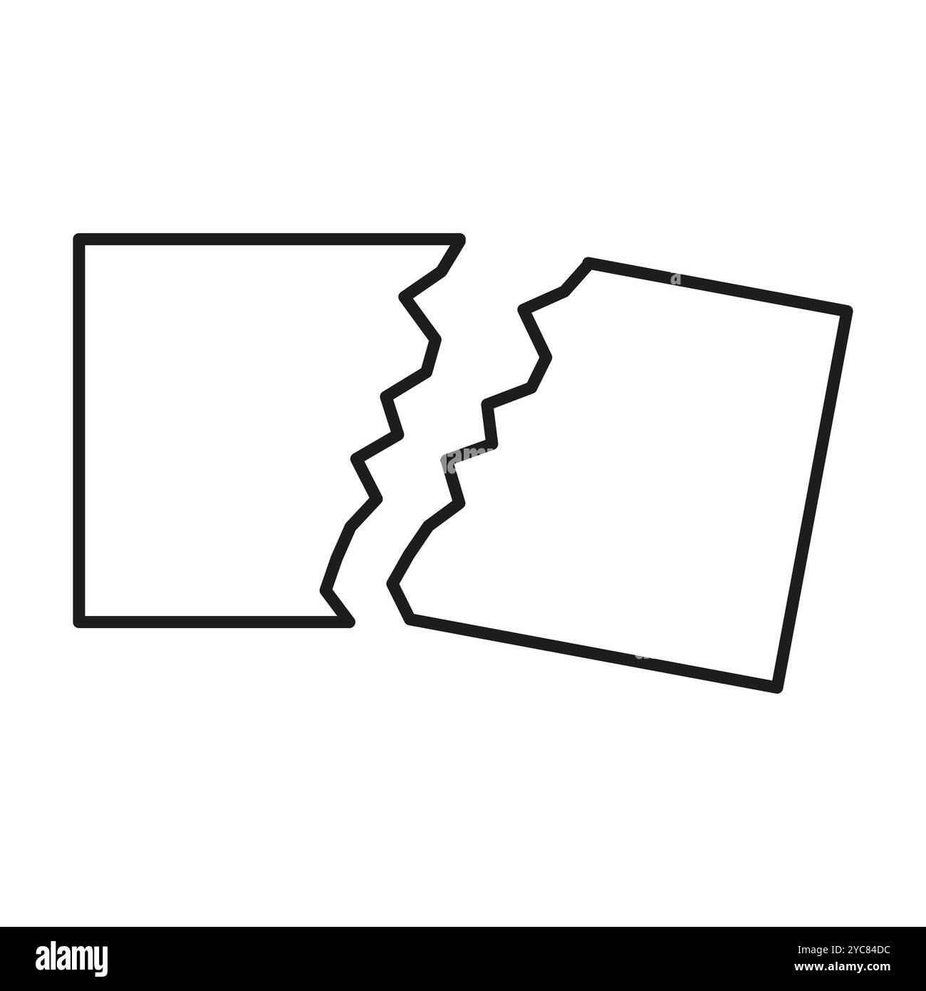 Broken paper sheet. Tear symbol. Cracked document shape. Vector outline ...