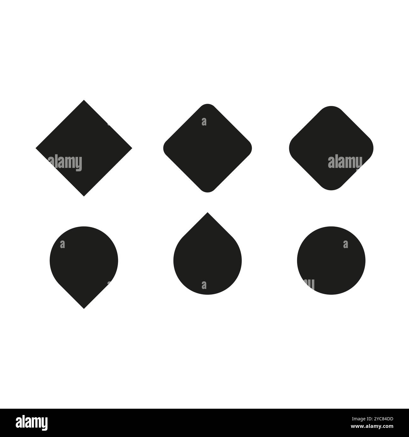 Set of black geometric shapes including diamonds, circles, and ...