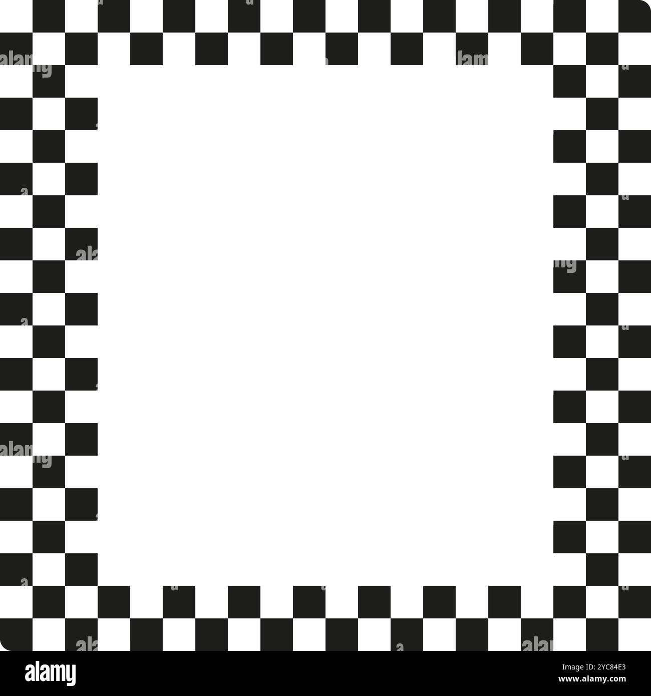 Checkerboard frame. Square border pattern. Monochrome outline design ...