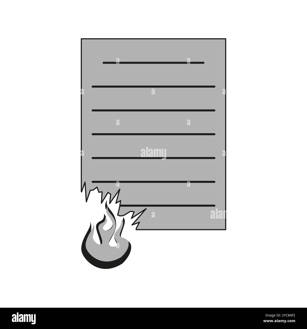 Burning paper icon. Document with fire. Singed edge illustration ...