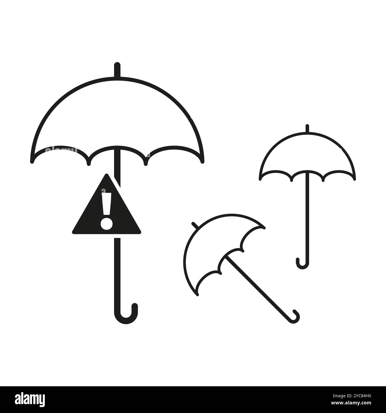 Umbrella icon. Risk warning symbol. Open protection. Simple vector ...
