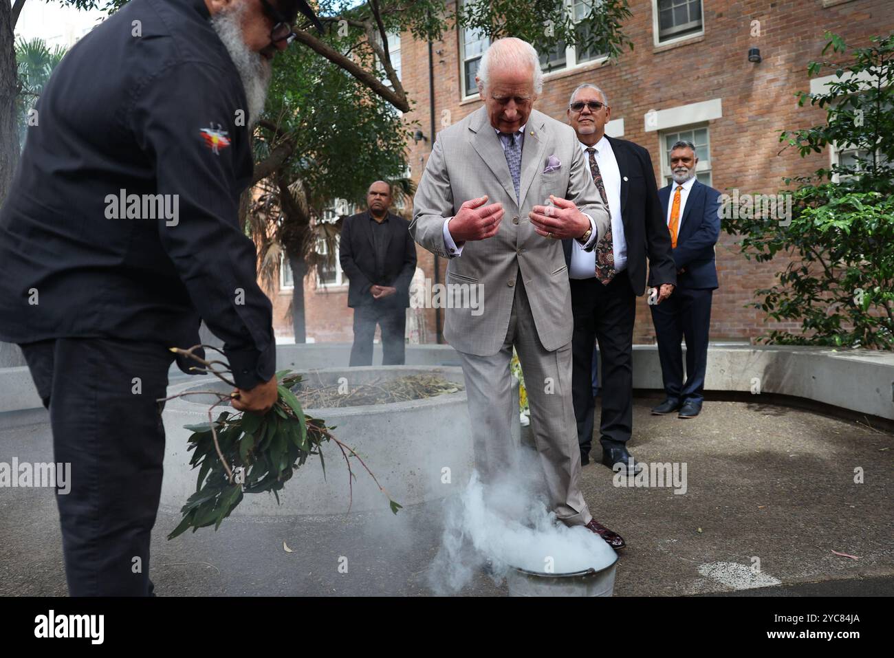 King Charles III participates in a smoking ceremony, during a visit to ...