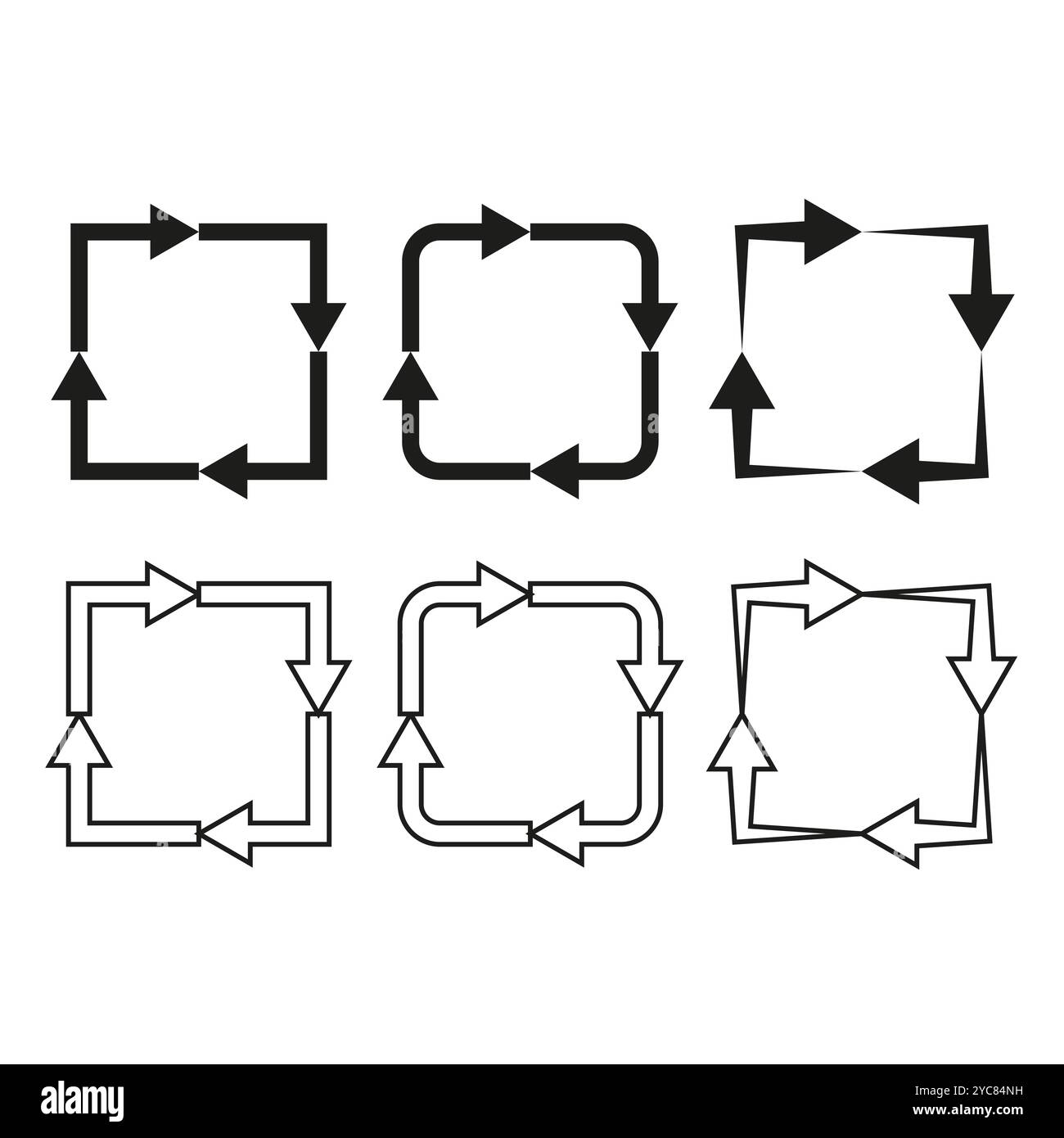 Recycling arrows. Circular flow symbol. Arrows cycle shape. Outline vector icon Stock Vector ...