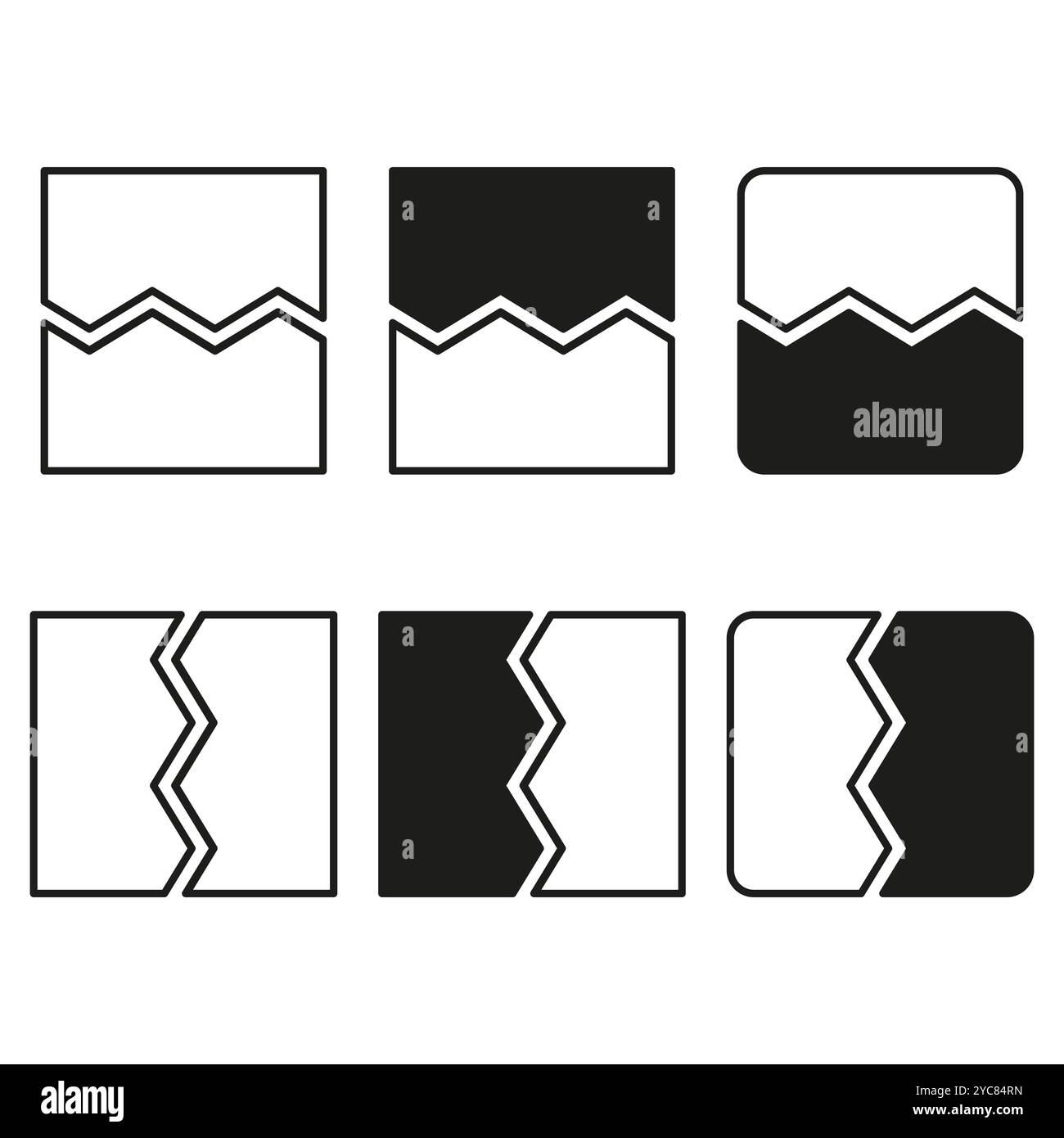 Geometric shapes icon. Zigzag line variations. Black and white vector ...