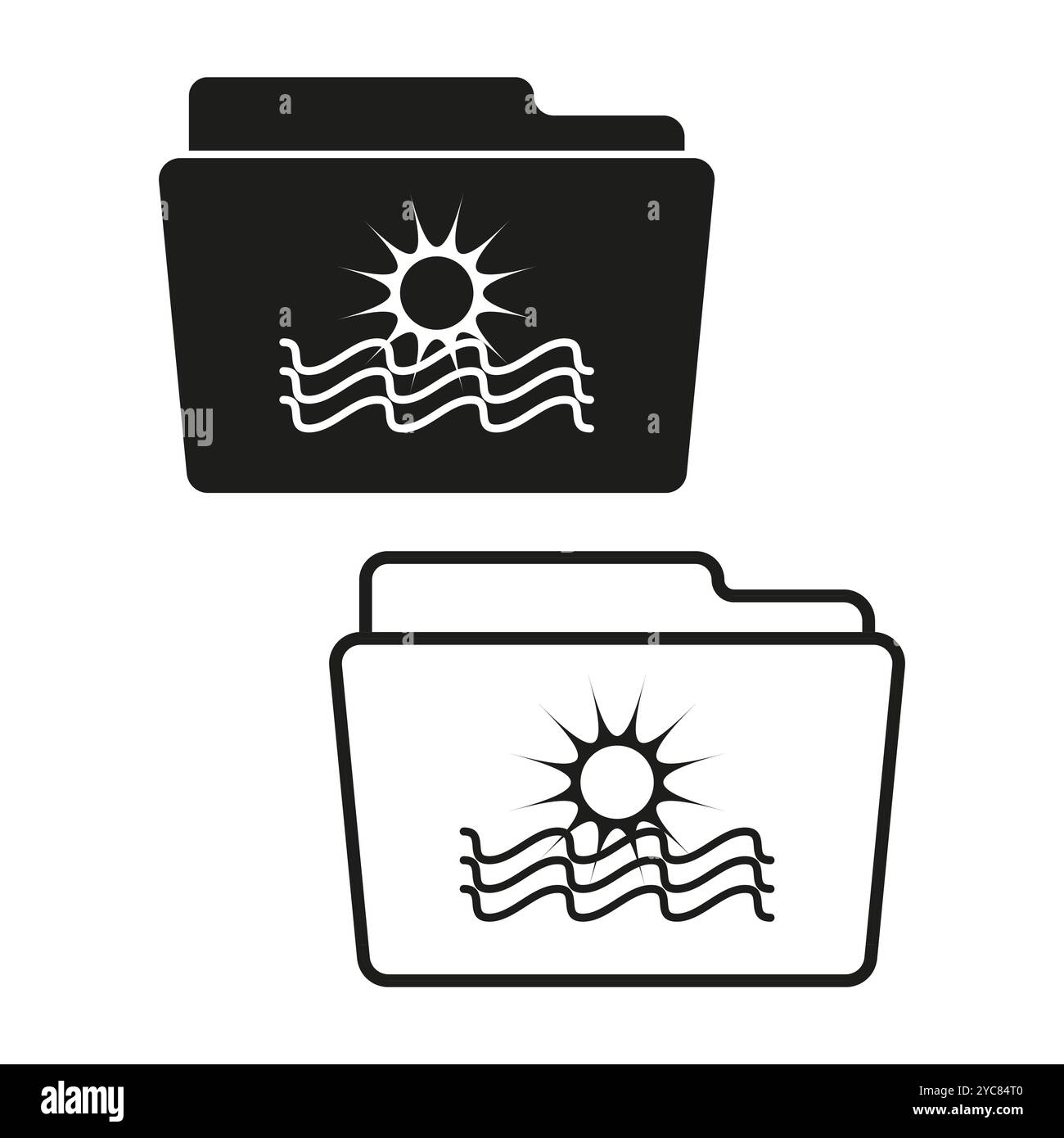 Travel Folder Icon with Sun and Waves Stock Vector Image & Art - Alamy
