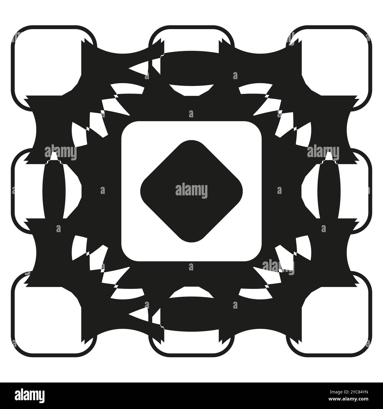 Abstract square pattern. Black shapes in layers. Geometric optical ...