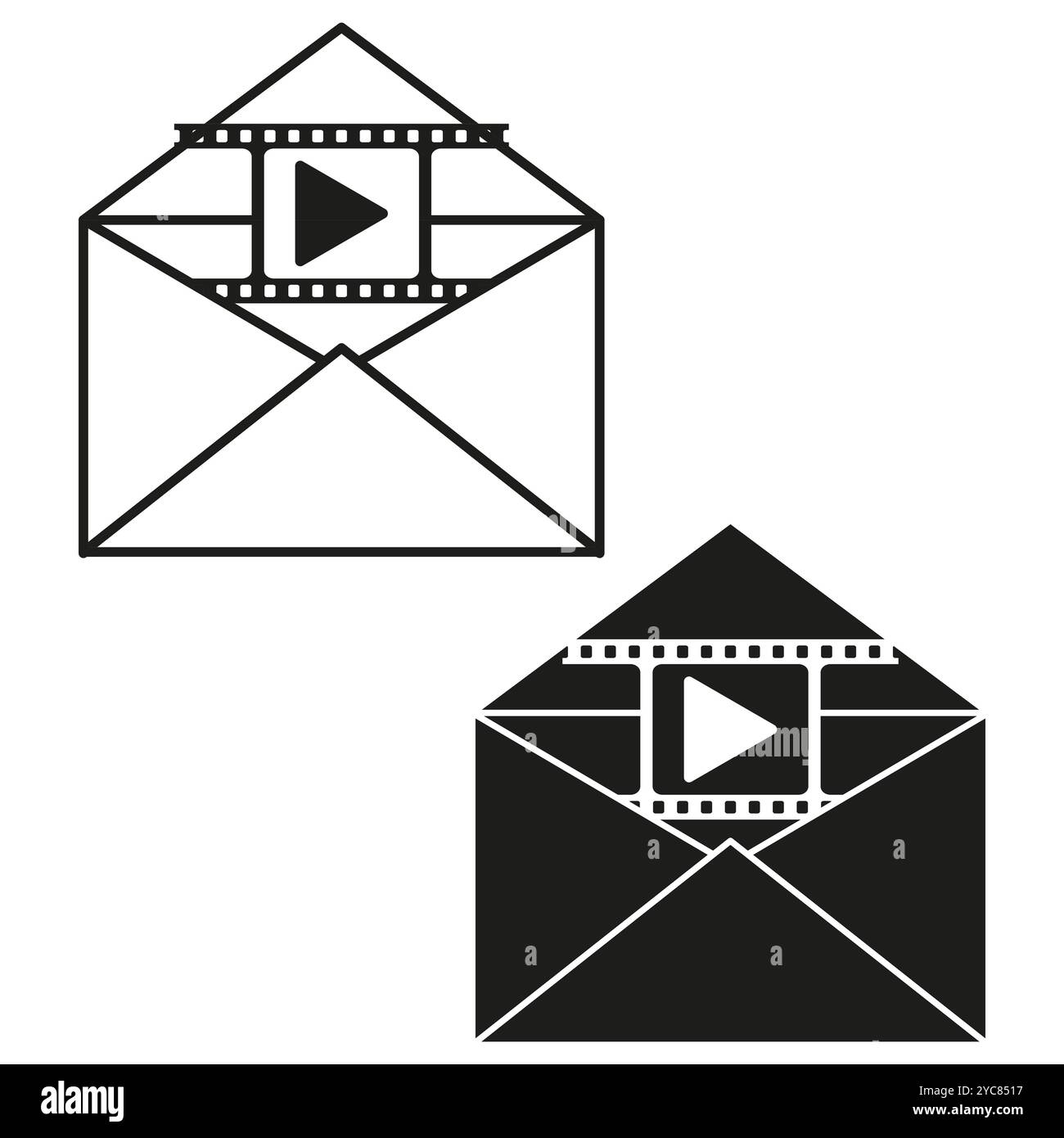Envelope with video. Media message icon. Open mail symbol. Simple ...