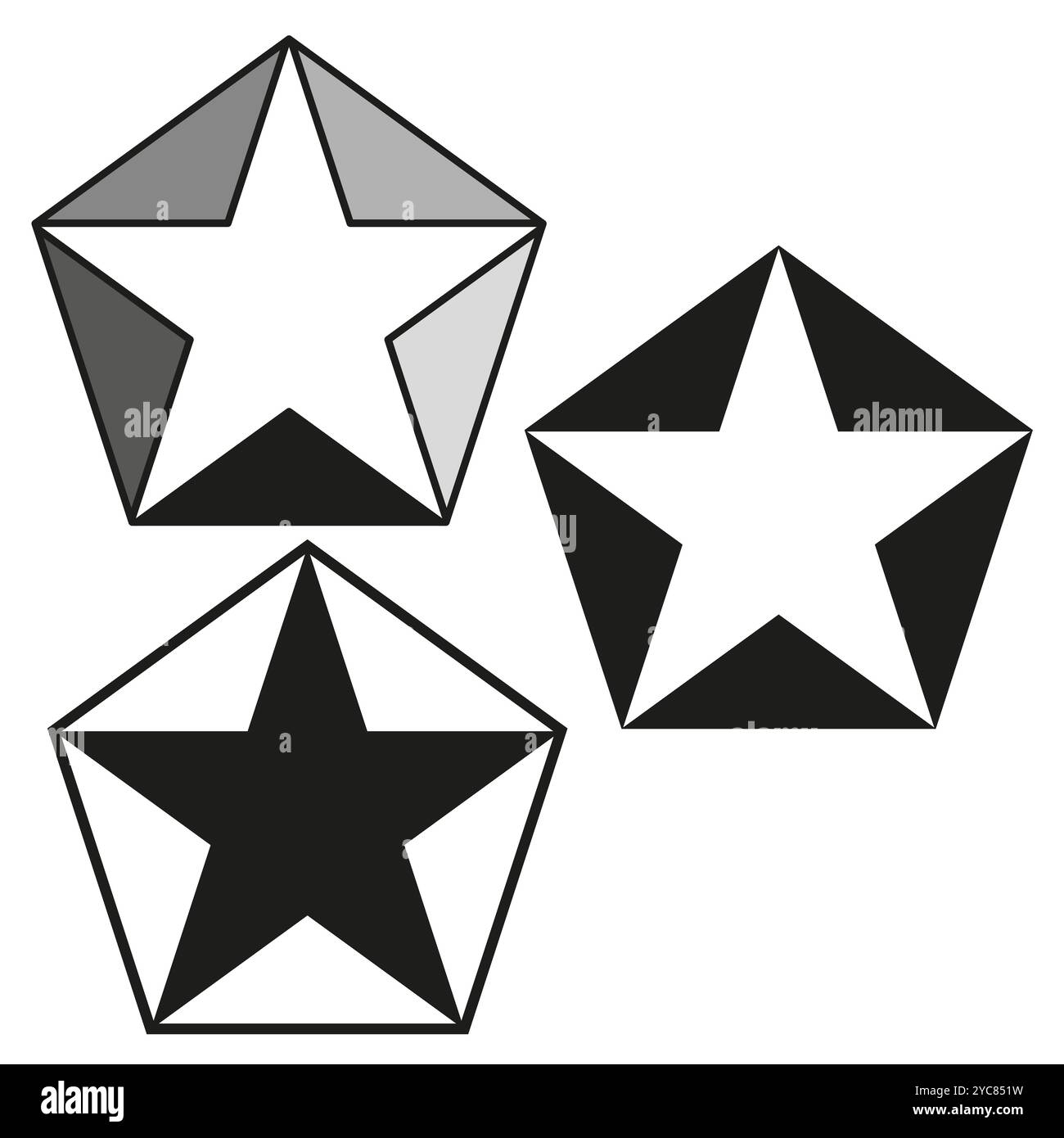 Geometric star icons. Abstract star shapes. Three dimensional vector ...
