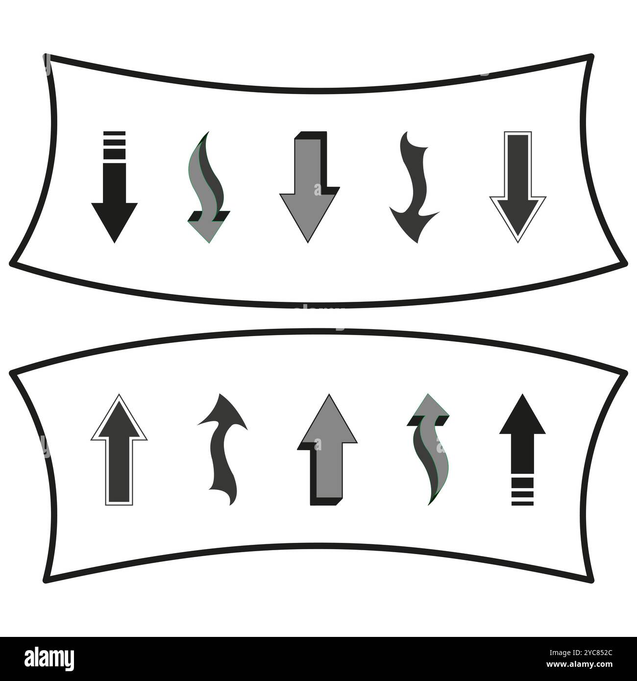 Arrow set icon. Direction symbols vector. Black and white shapes ...