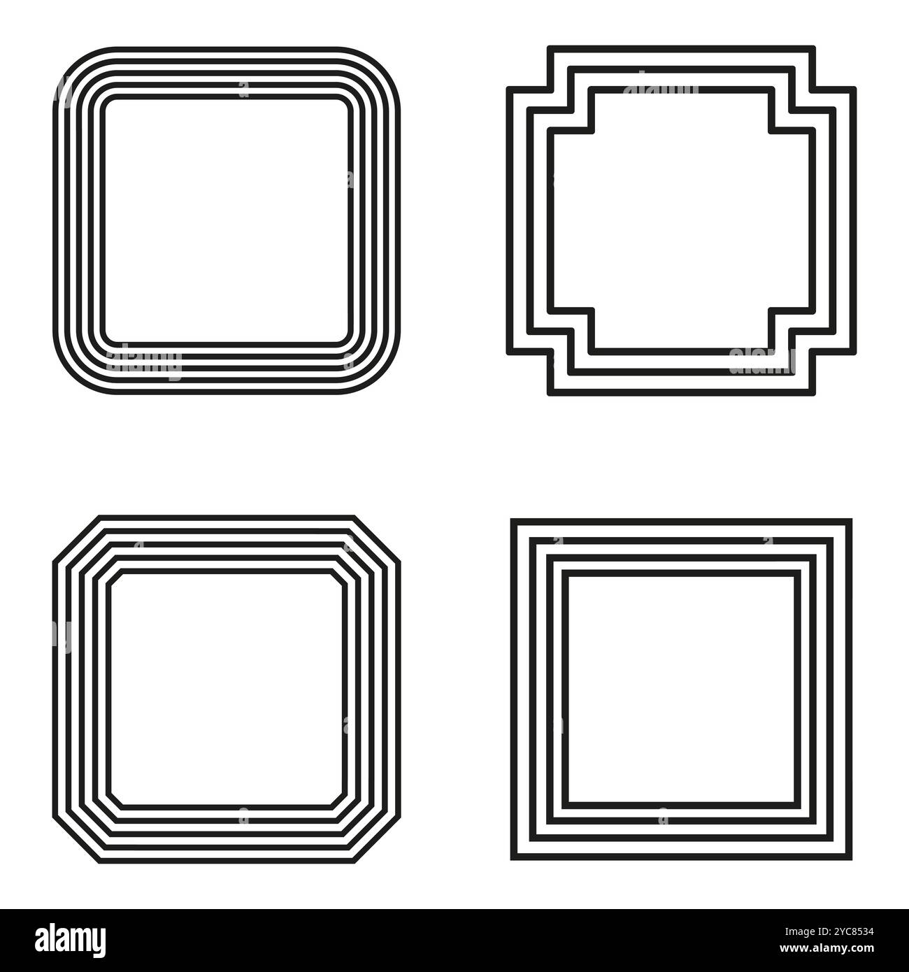 Geometric frame icon. Square outline shapes. Vector abstract borders. Black minimal designs ...