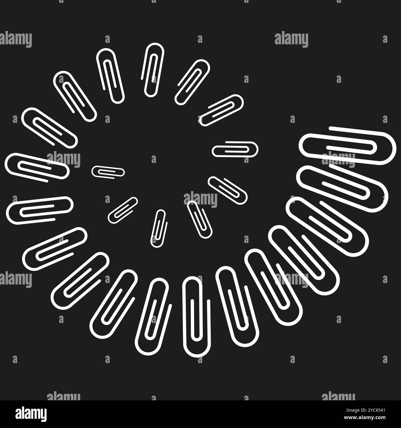 Paperclip spiral shape. Rotating office tool. Stationery vector symbol ...