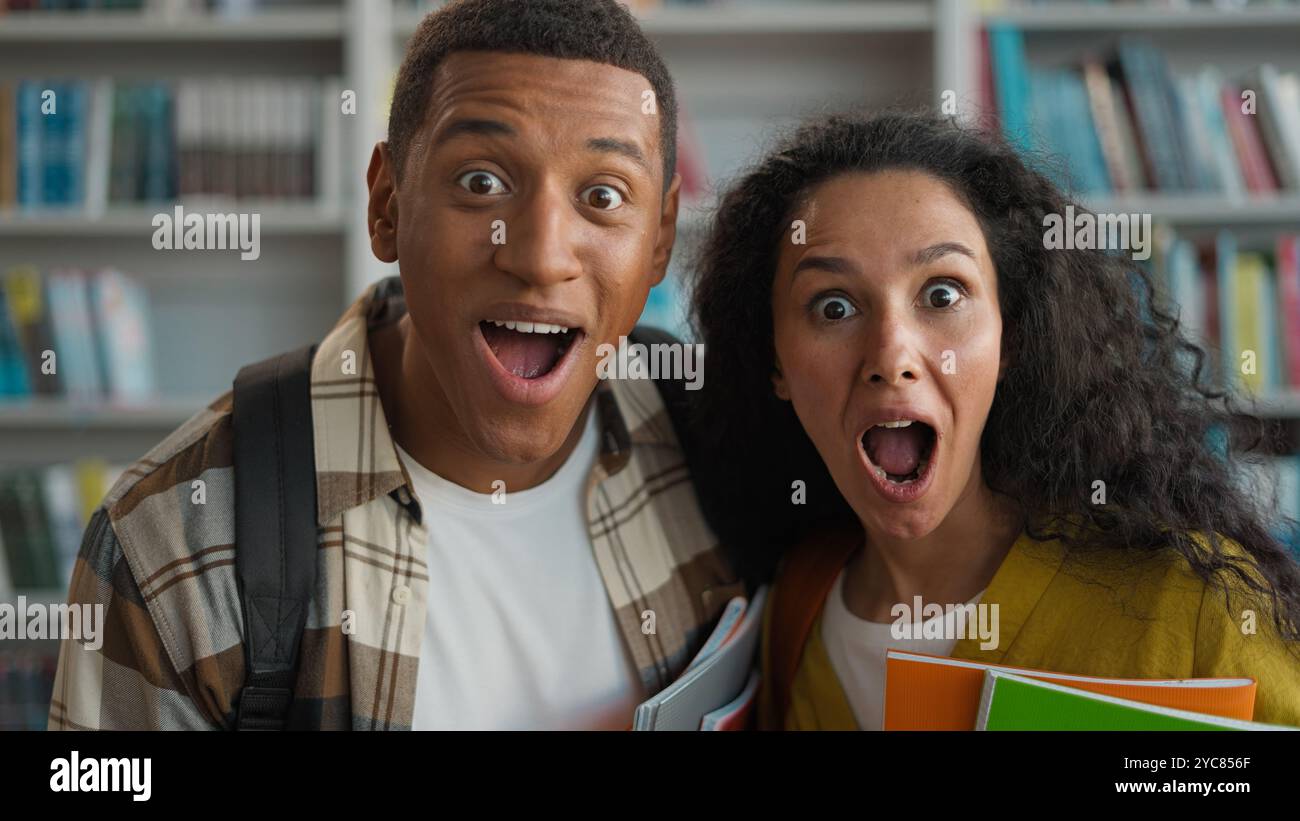 Male female surprised students hi-res stock photography and images - Alamy