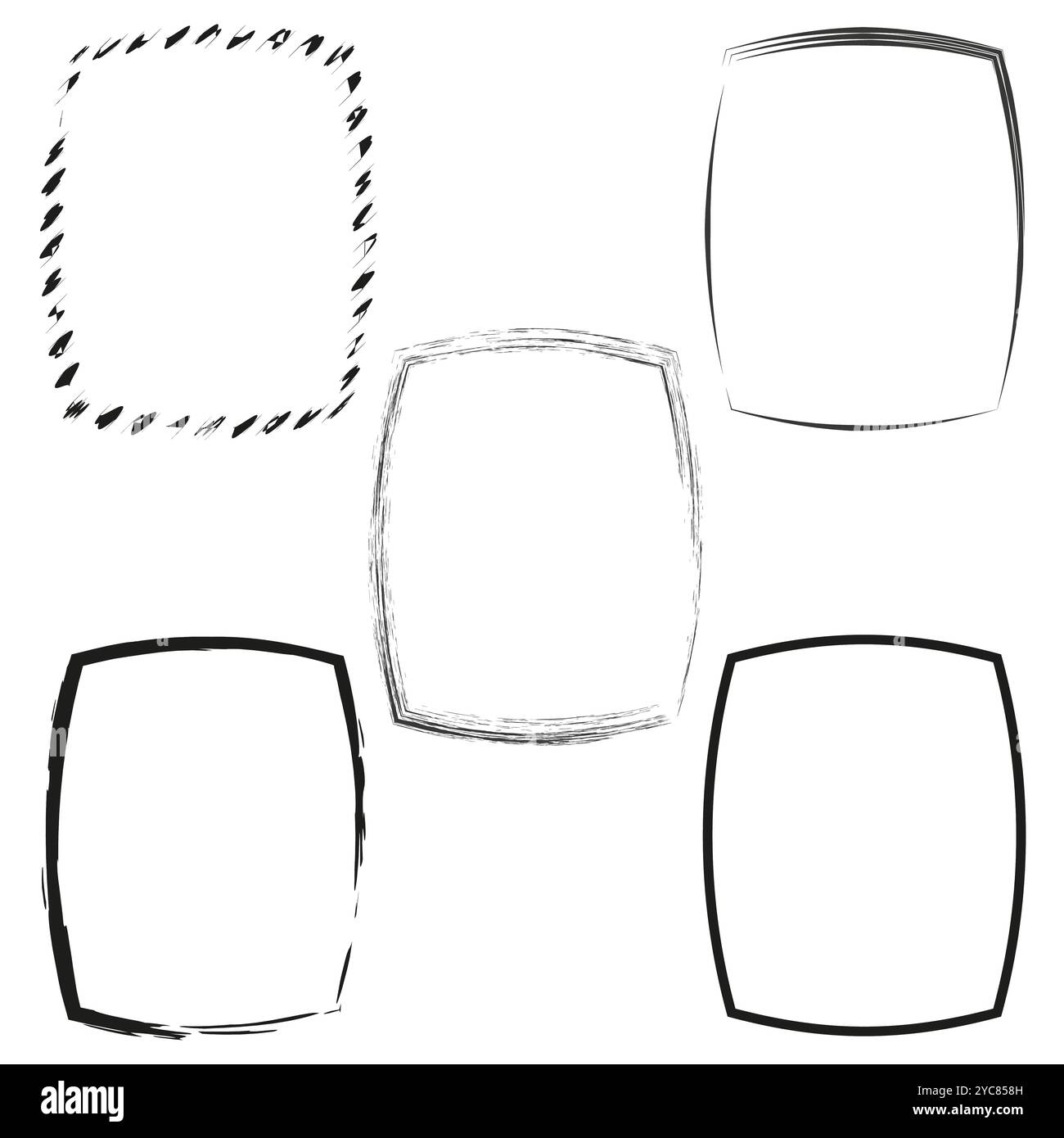 Hand drawn frames collection. Artistic frame set. Black rough vector ...