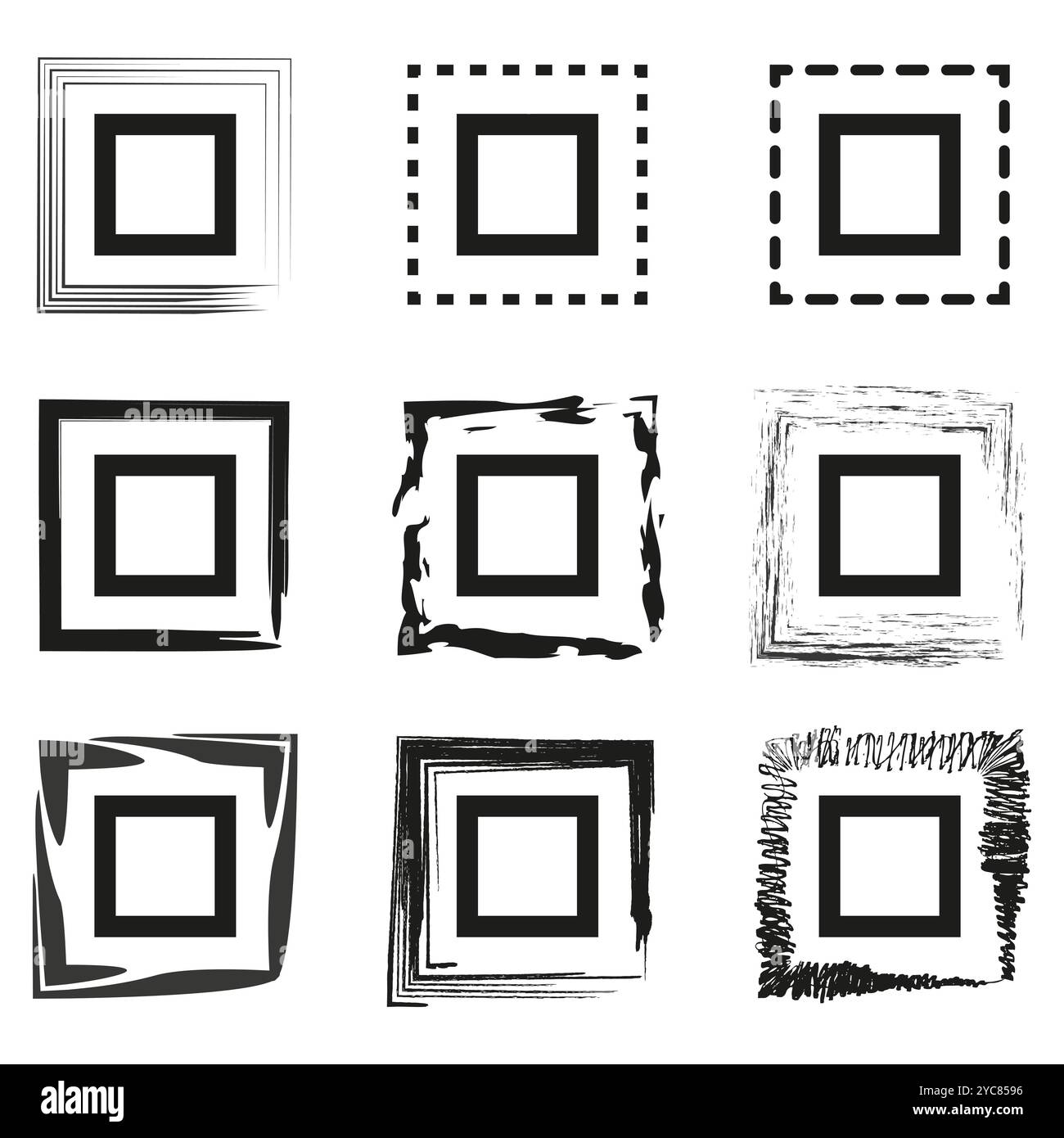 Abstract Square Frames Grunge Border Design Decorative Square Outlines Vector Frame Elements