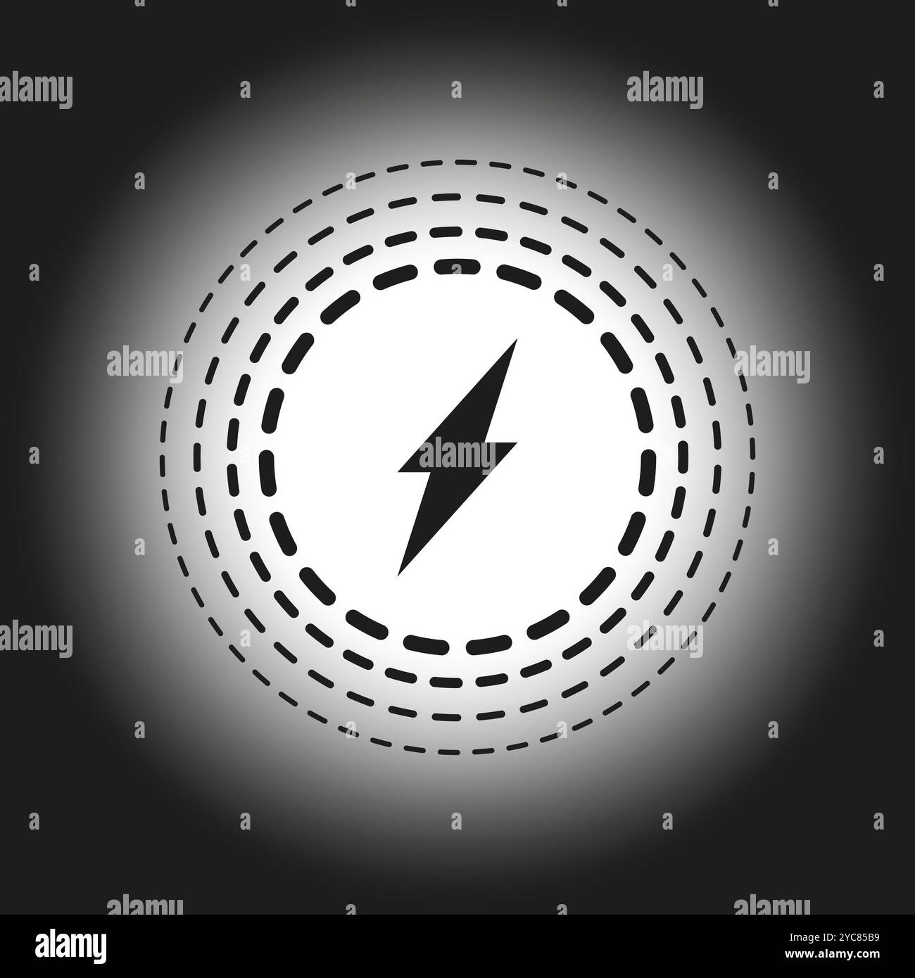 Lightning bolt icon. Dashed circular lines. Energy and power symbol ...