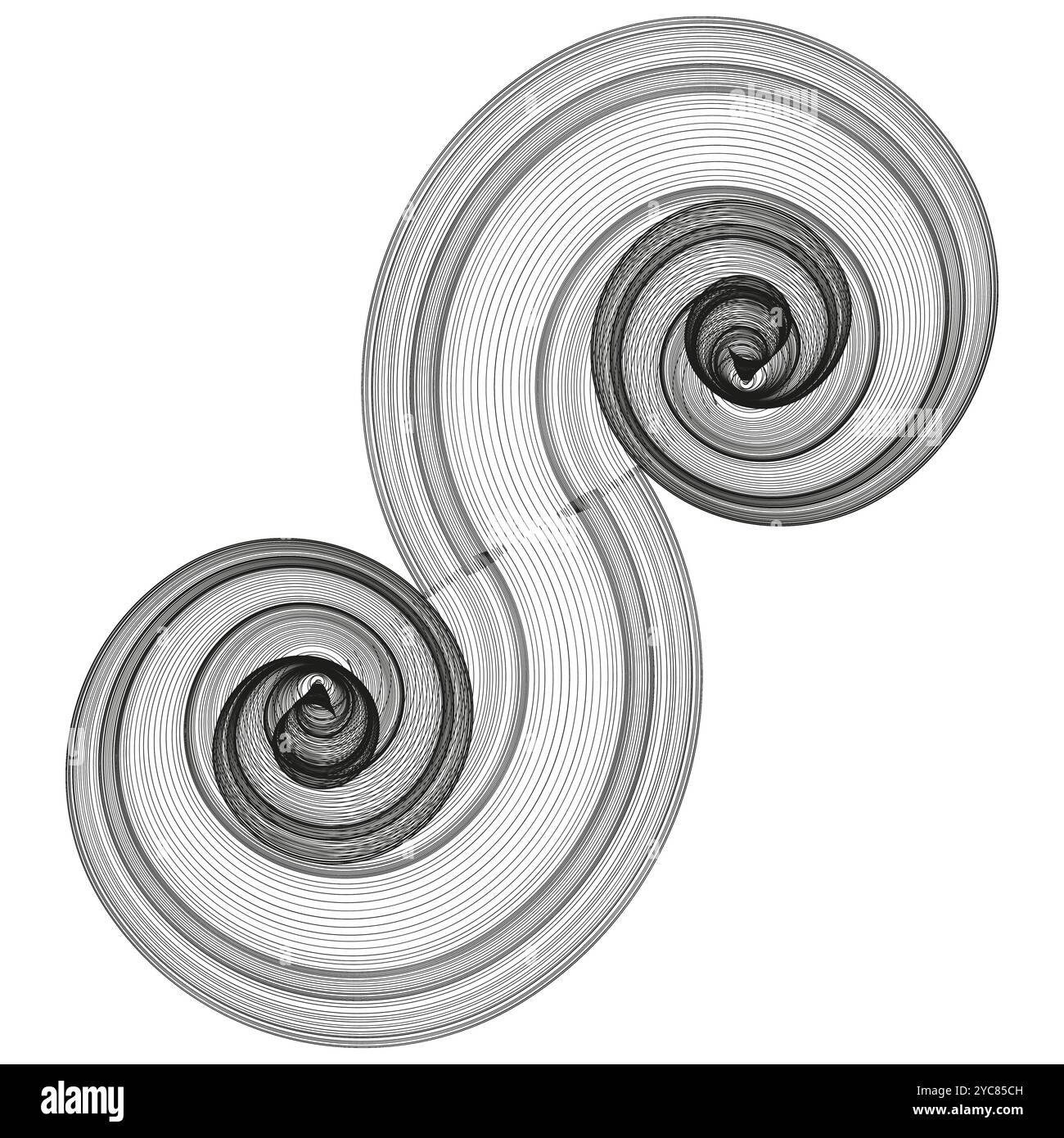 Abstract spiral icon. Geometric swirl design. Black and white vector ...