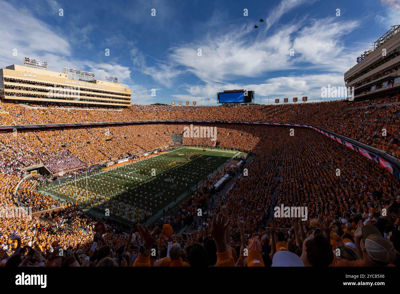 Two F-15 Strike Eagle jets fly over Neyland Stadium before an NCAA ...