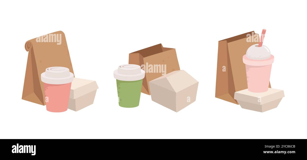 Fast food disposable containers. Takeaway food delivery containers ...