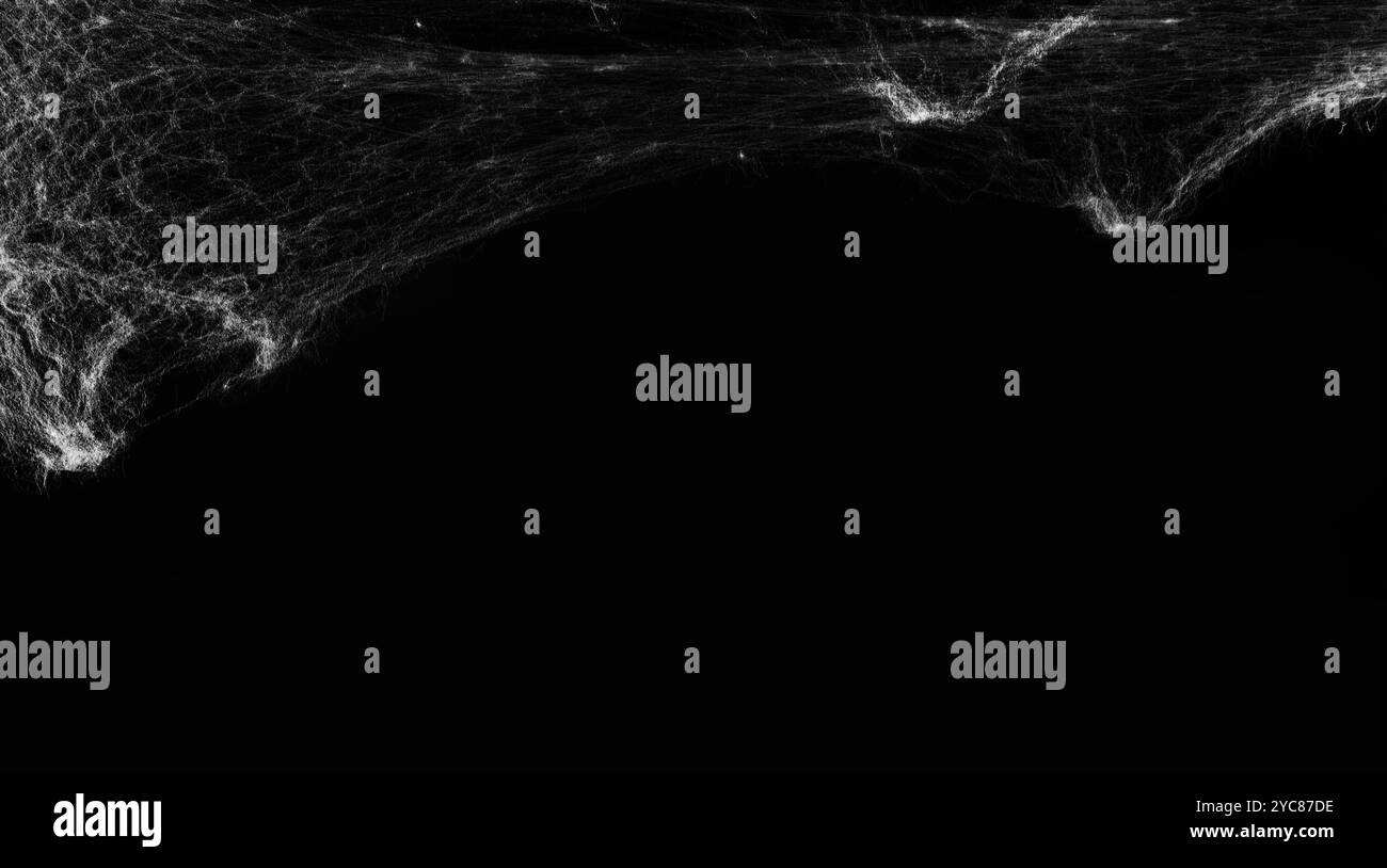 White cobweb on black background, banner design Stock Photo - Alamy