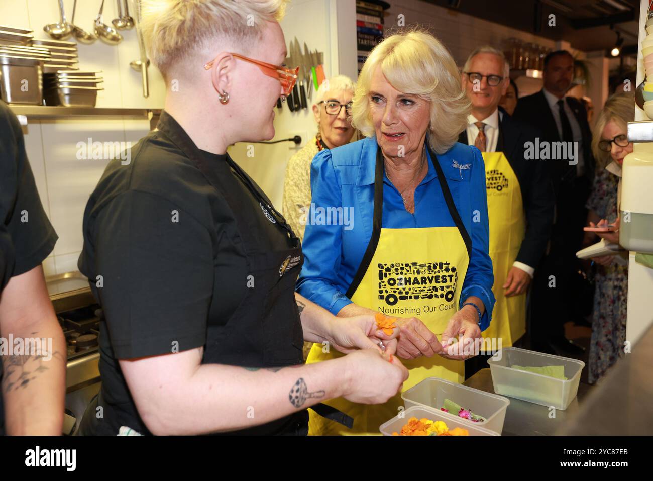 Queen Camilla wears an apron as she assists with meal preparation ...