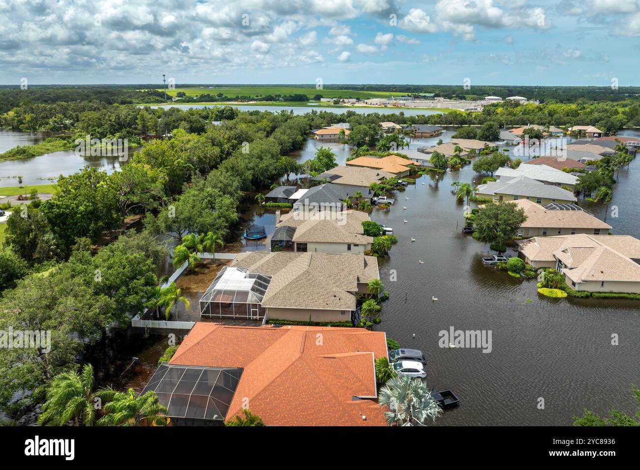 Flooded houses from hurricane Debby rainfall water in Laurel Meadows ...