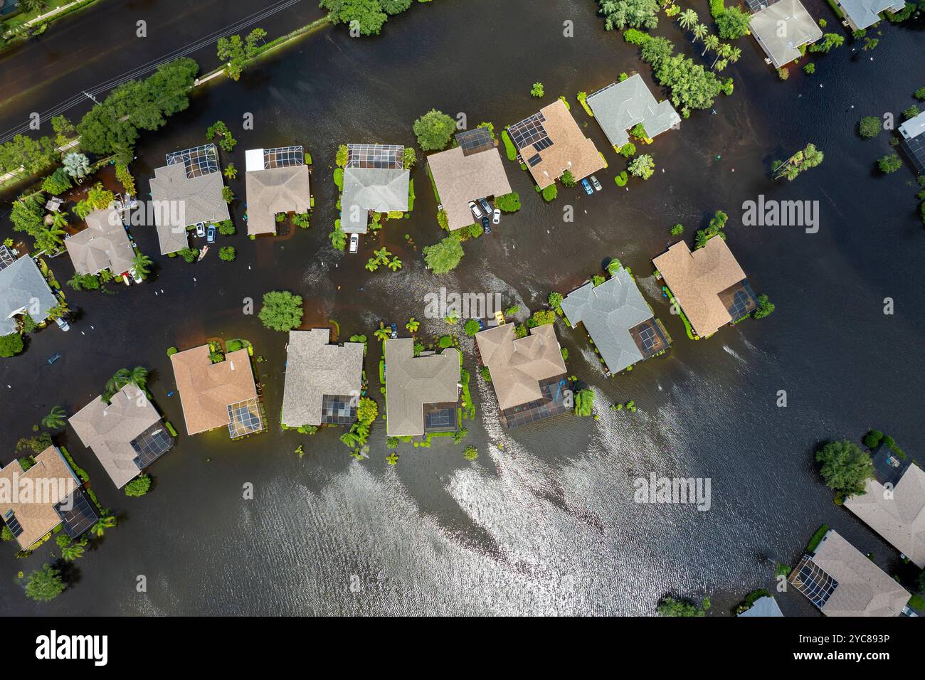 Flooded houses from hurricane Debby rainfall water in Laurel Meadows ...