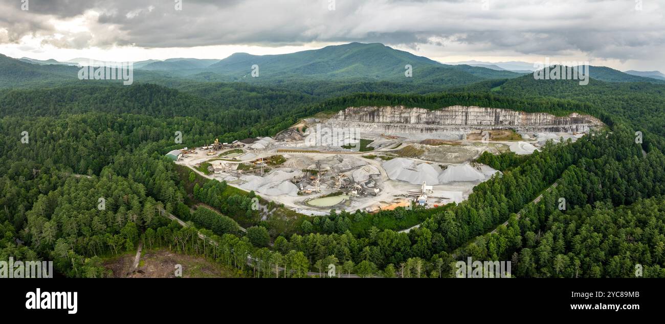 Limestone quarry at industrial open-pit mining site In North Carolina ...