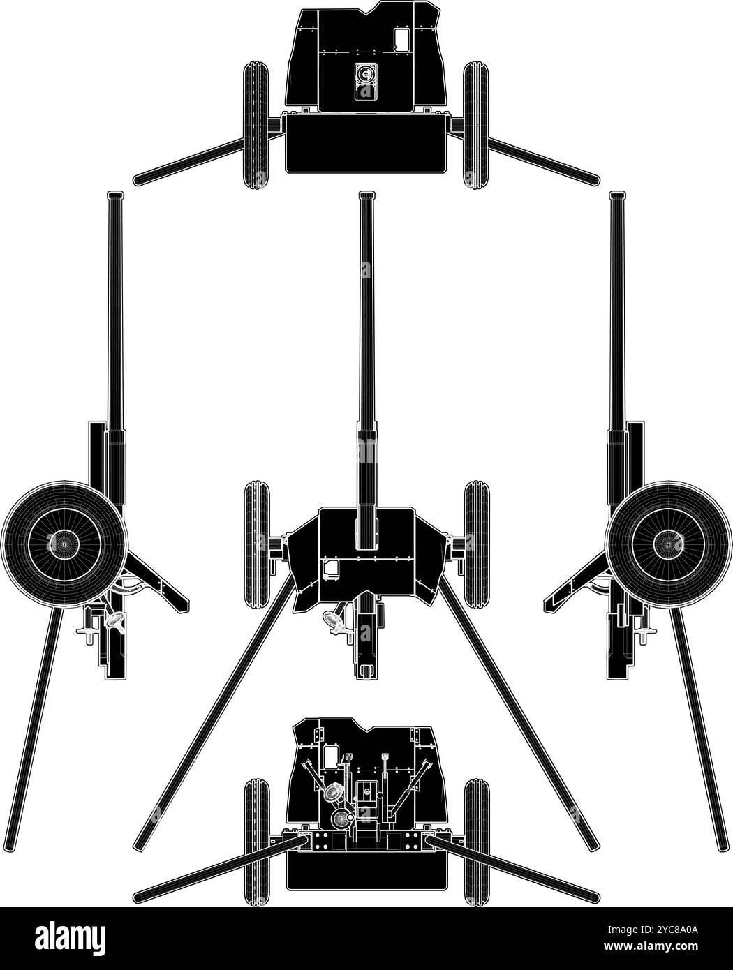 Cannon Field Artillery Vector. Illustration Of WW2 Cannon Isolated On ...