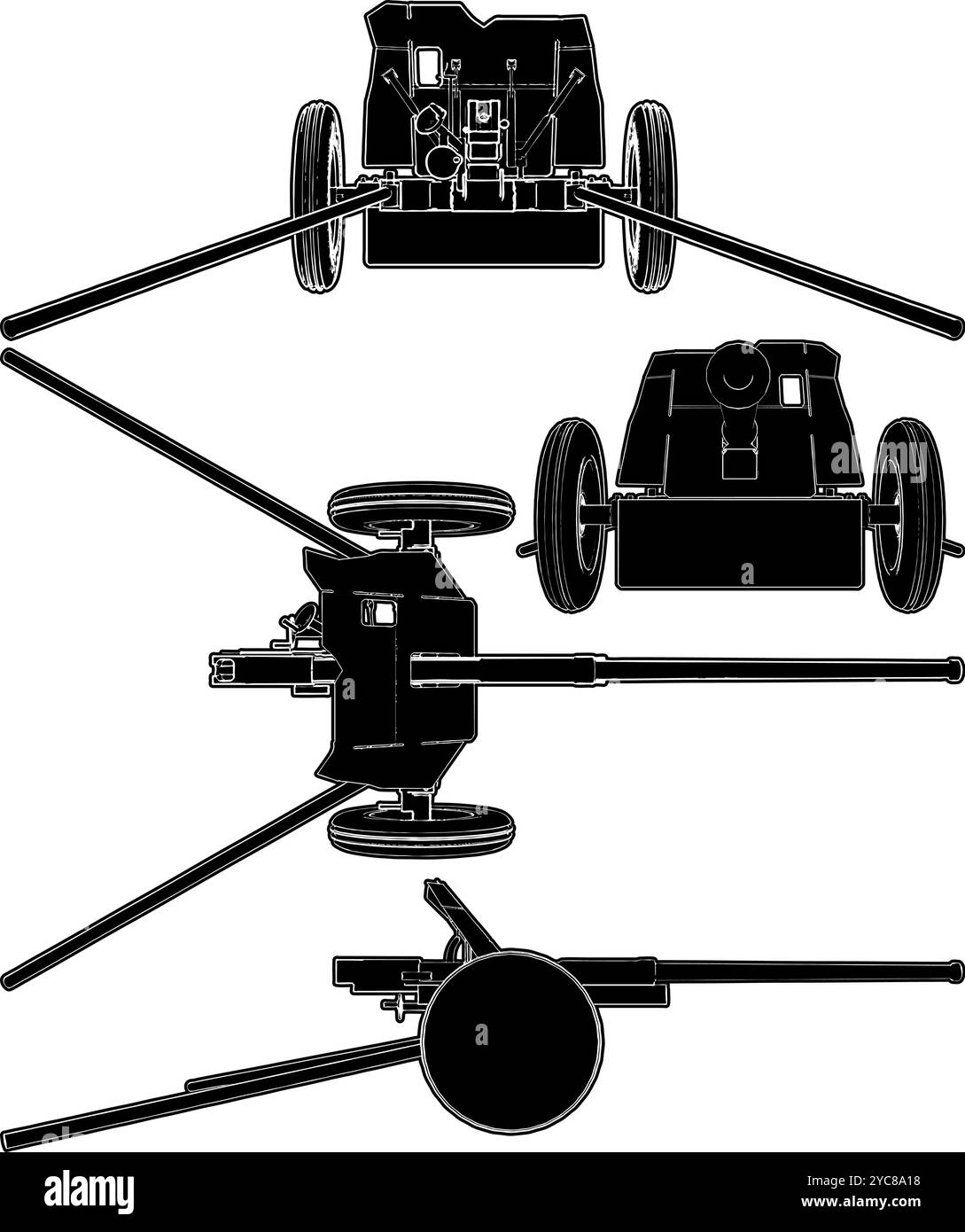 Cannon Field Artillery Vector. Illustration Of WW2 Cannon Isolated On White Background Stock ...