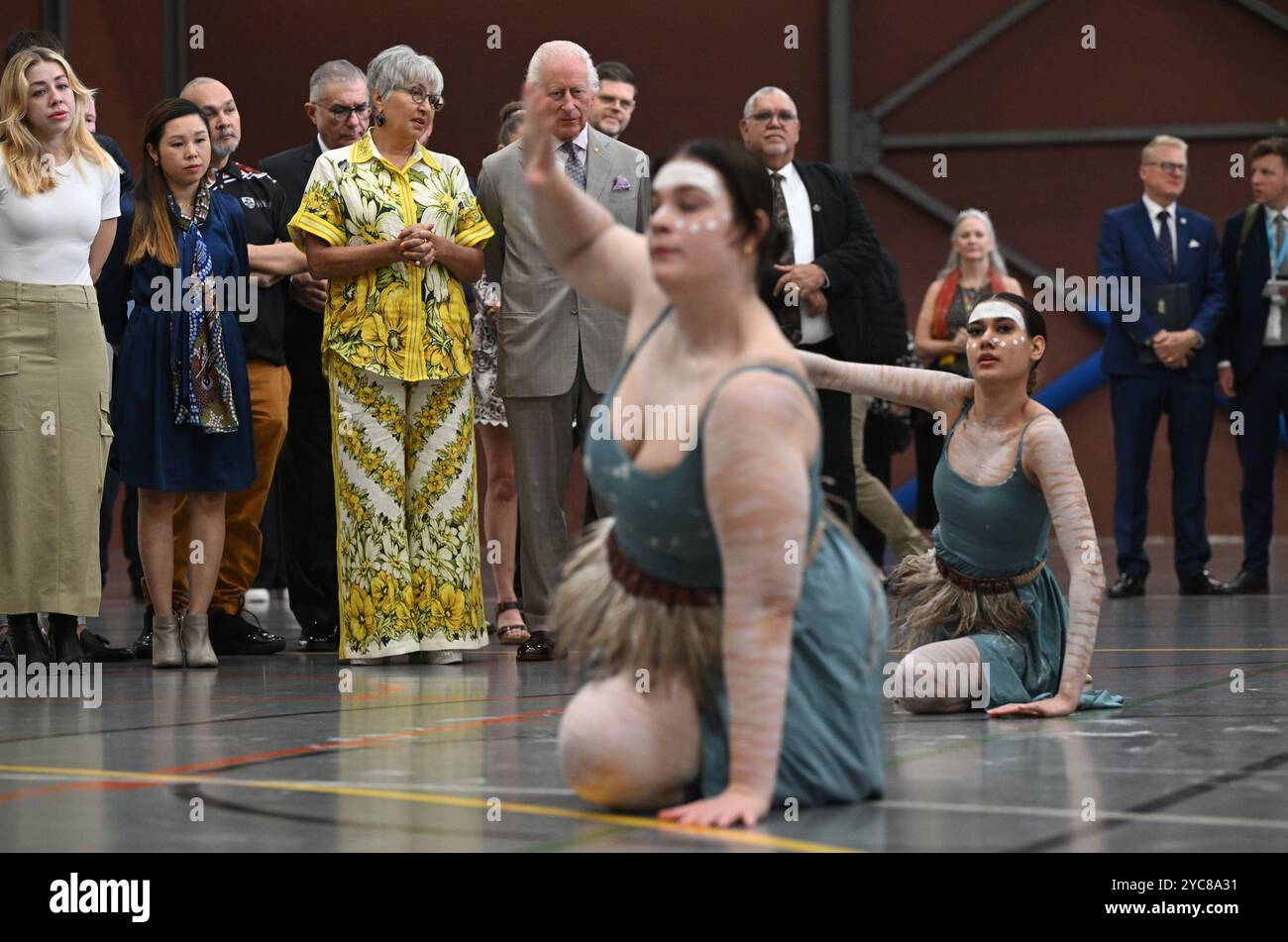 King Charles III watches members of the Indigenous community perform ...